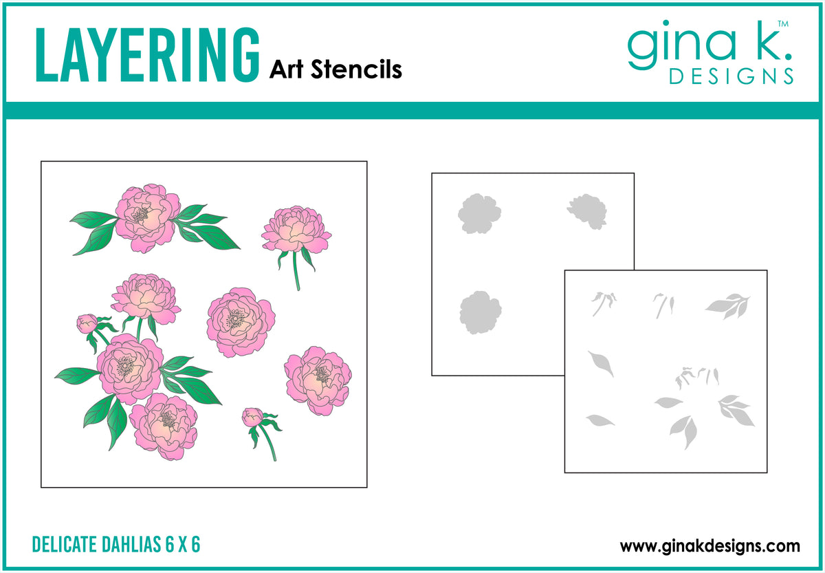 STENCIL- Delicate Dahlias – Gina K Designs, LLC
