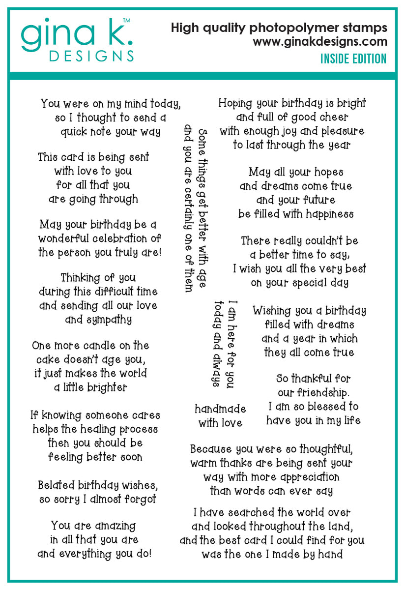 STAMPS- Inside Edition – Gina K Designs, LLC