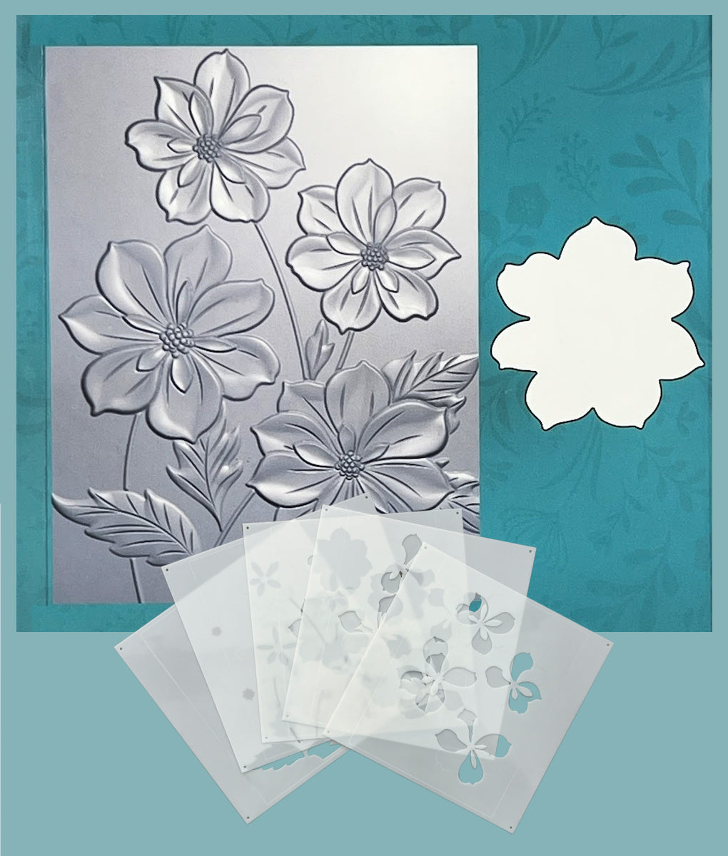 BUNDLE- Ruffled Blooms 3D Embossing Folder, Die and Stencil – Gina K Designs, LLC