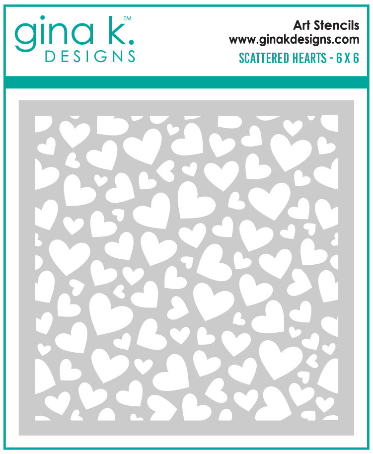 STENCIL- Scattered Hearts – Gina K Designs, LLC