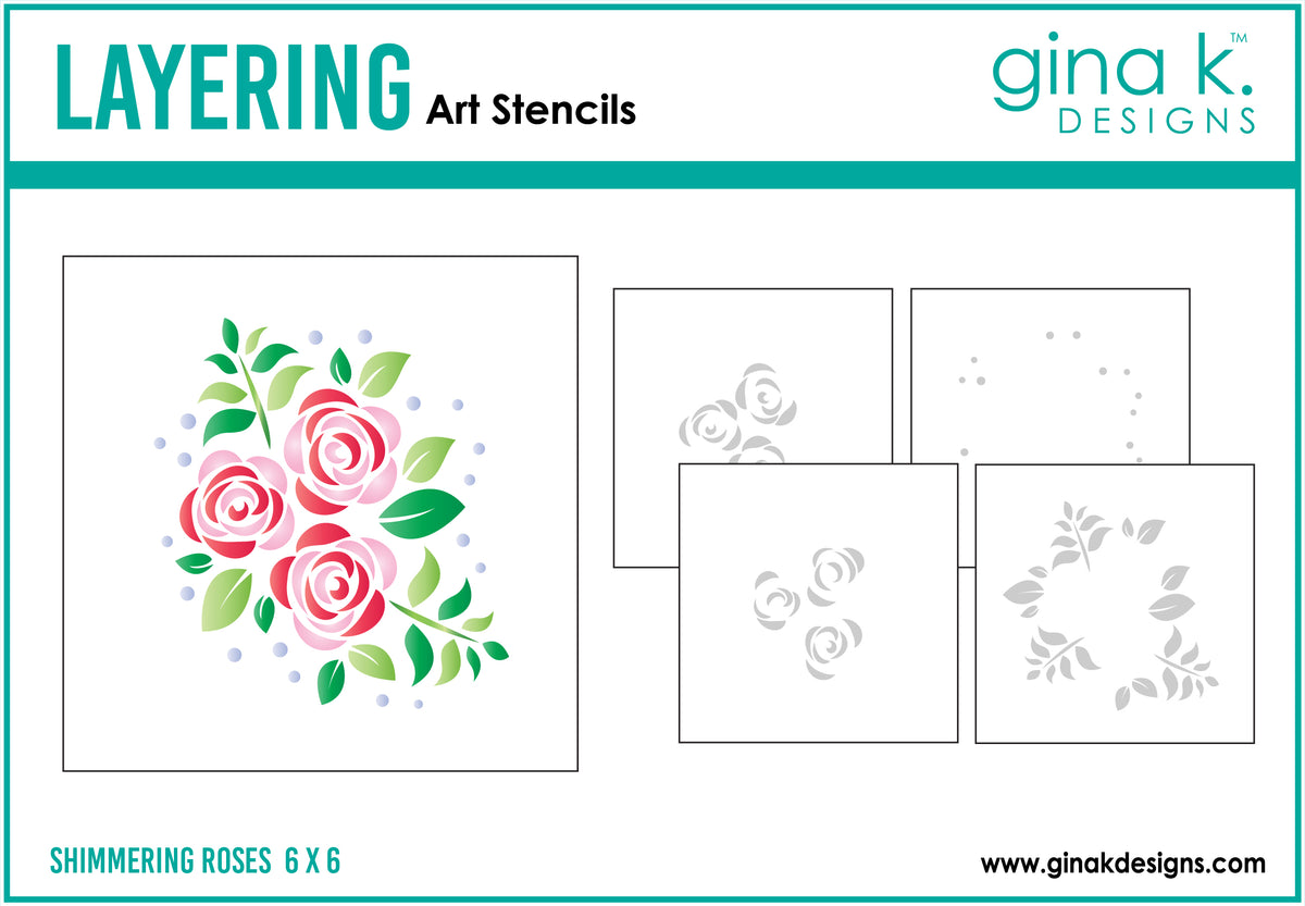 STENCIL- Shimmering Roses – Gina K Designs, LLC