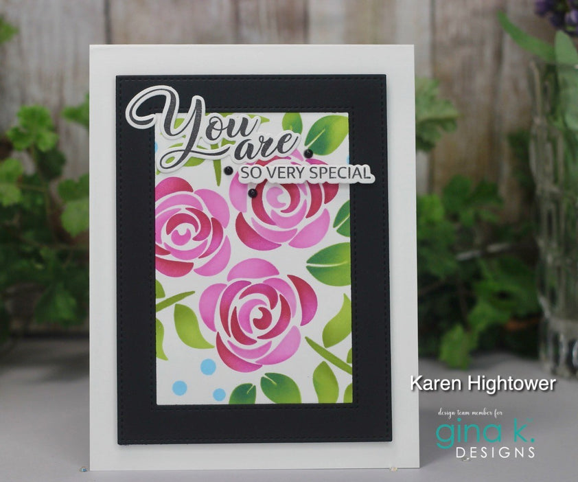STENCIL- Shimmering Roses – Gina K Designs, LLC
